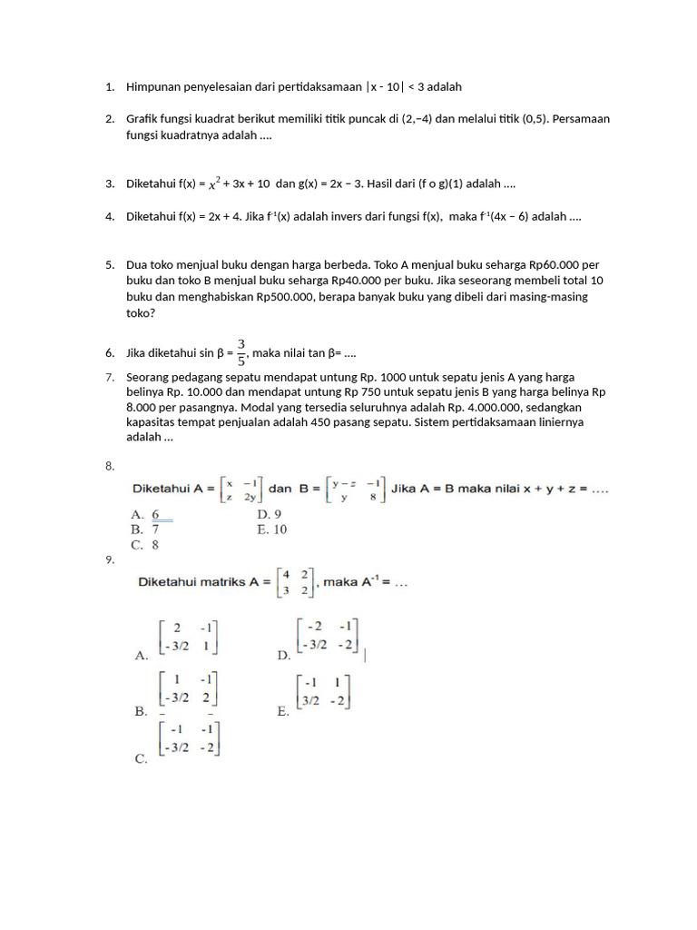 Soal Kisi Kisi Asesmen Kls 12 2025 | PDF