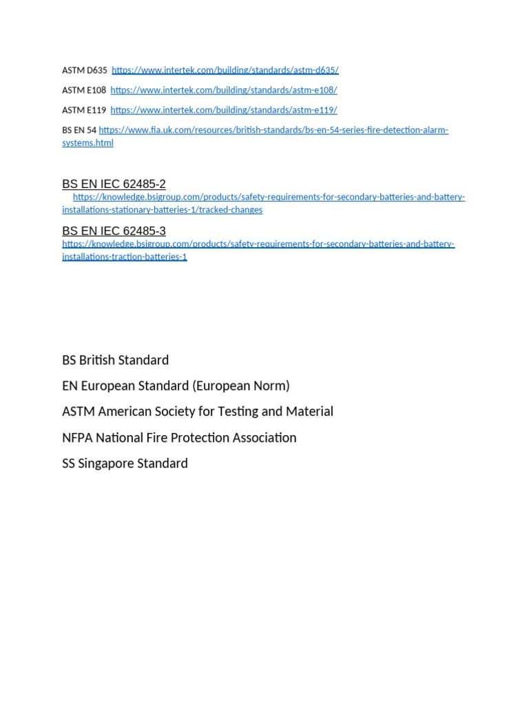 Safety Standards for Battery Installations | PDF