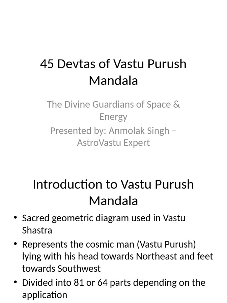 45 Devtas Vastu Purush Mandala Presentation | PDF