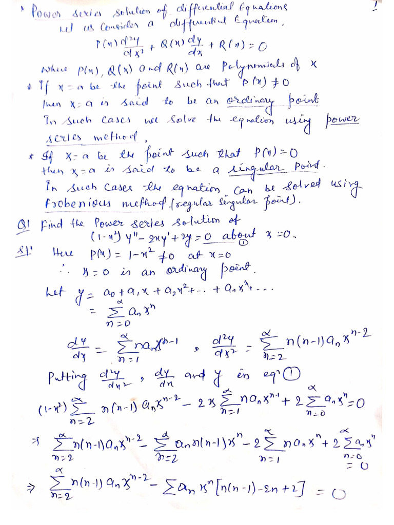 Power Series Soln | PDF