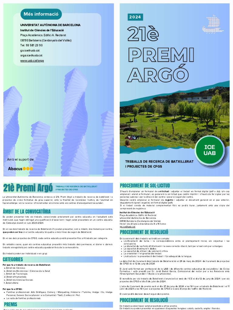 Díptic 21è Premi Argó 2024 | PDF