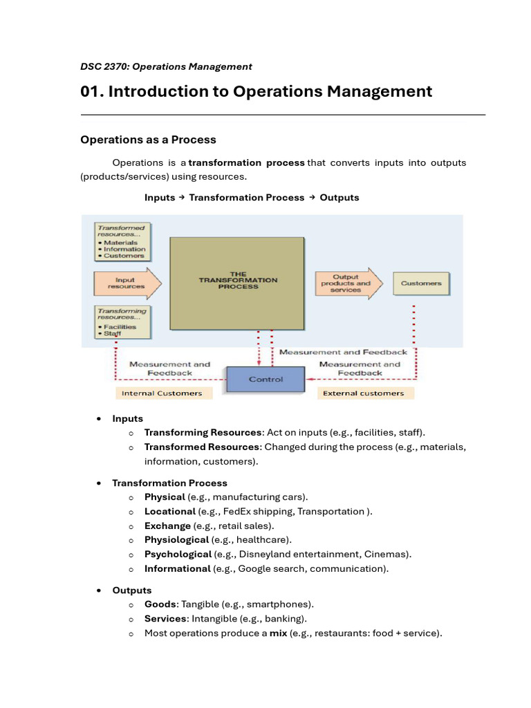 Operations Management Overview and Functions | PDF | Operations ...