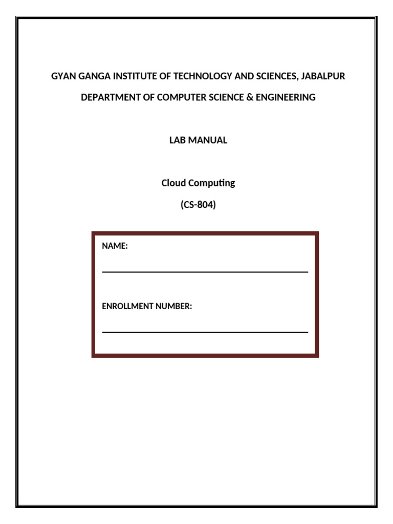 Cloud Computing Lab Manual CS-804 | PDF | Cloud Computing | Distributed Computing Architecture