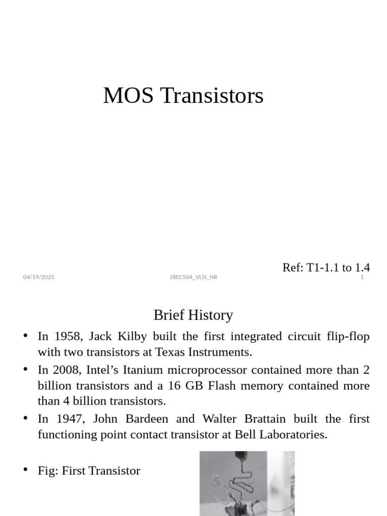 Overview of MOS Transistors and History | PDF | Cmos | Logic Gate
