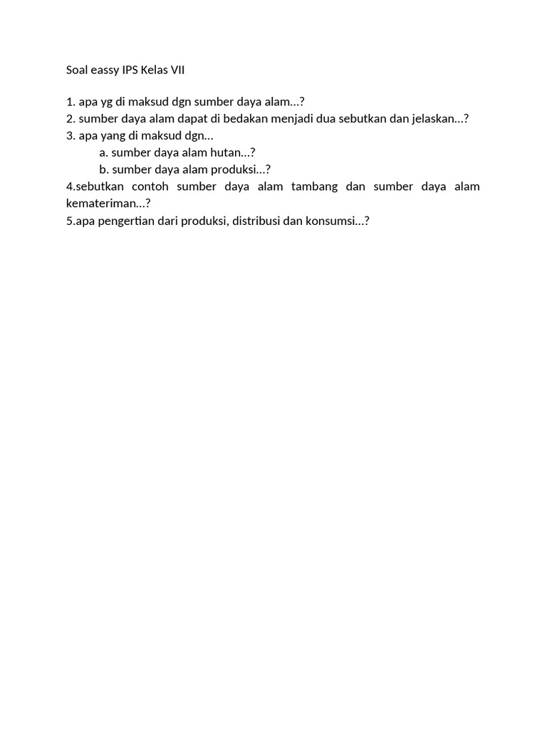 Soal Eassy IPS Kelas VII | PDF
