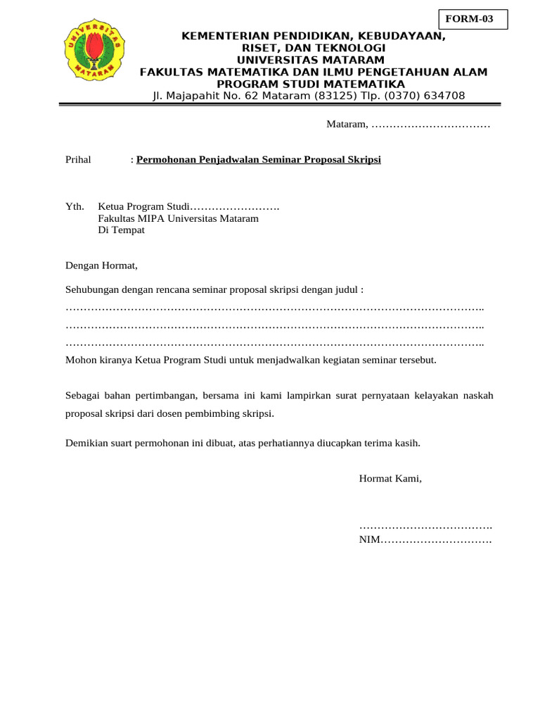 Form Seminar Proposal Penelitian | PDF