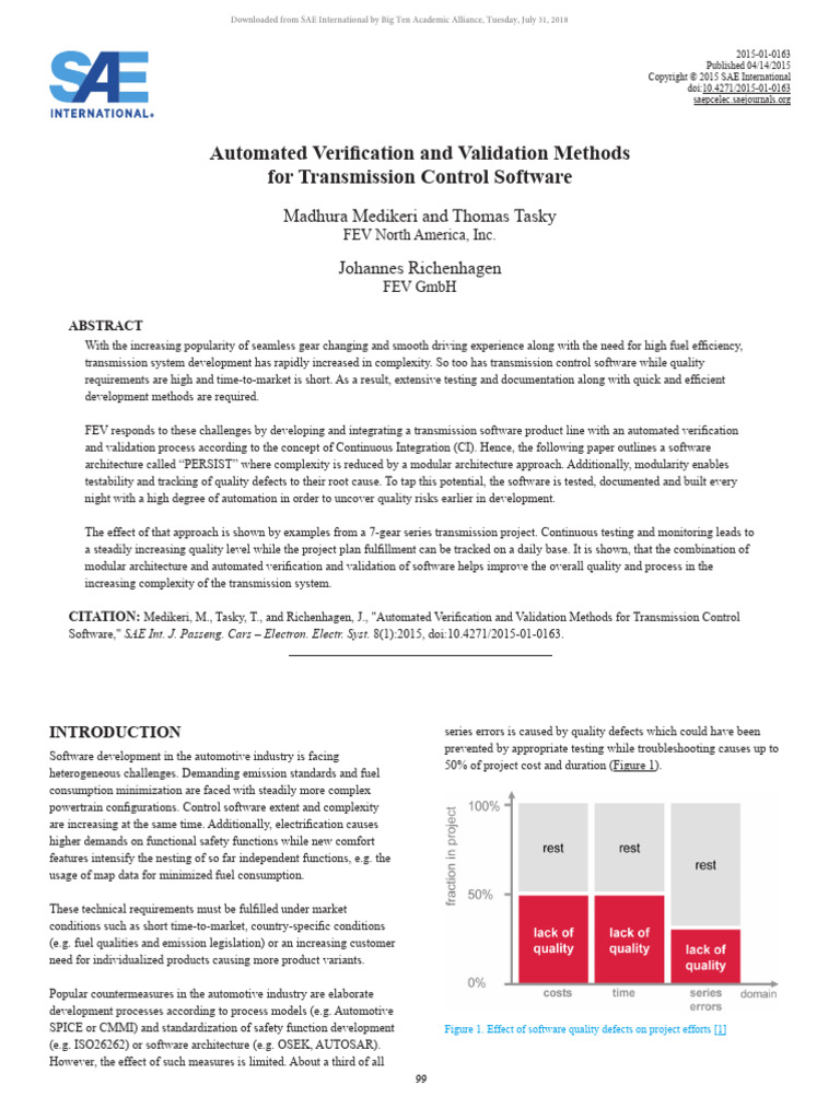 Automated Verification and Validation Methods For Transmission Control ...
