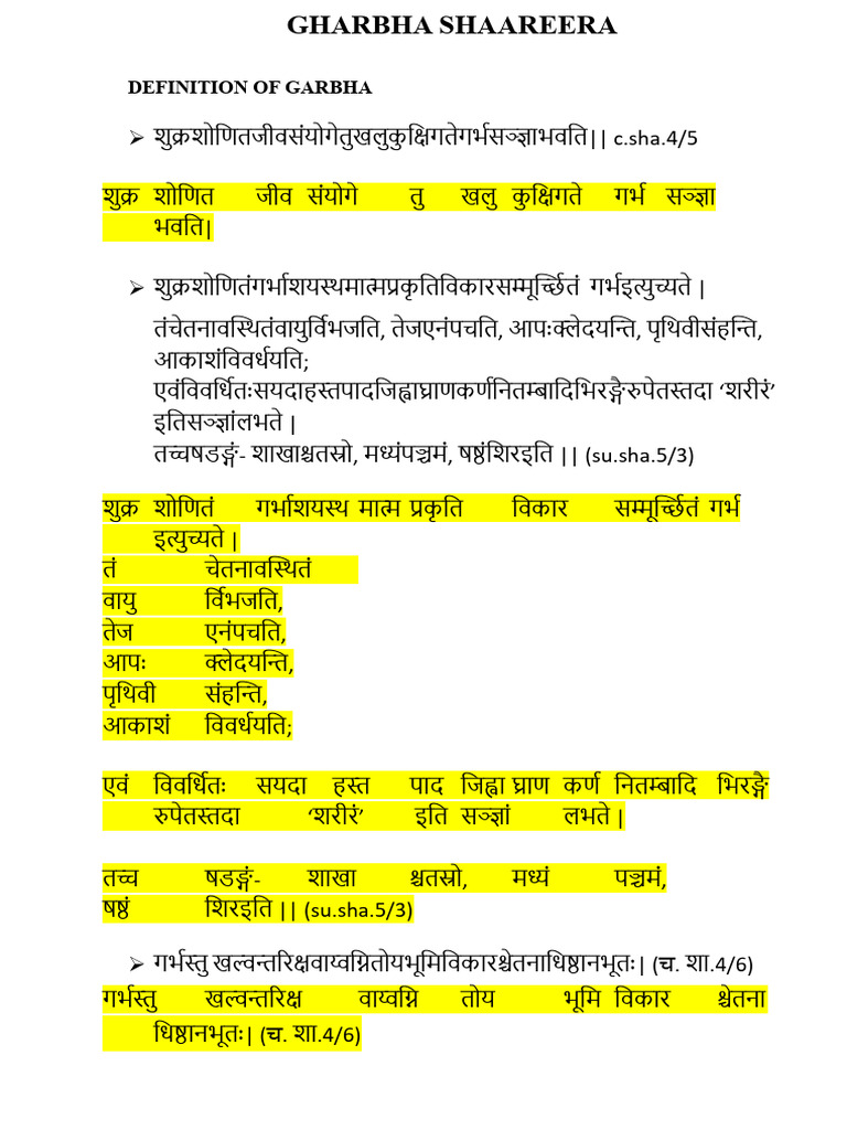 Garbha Shareera Shloka | PDF