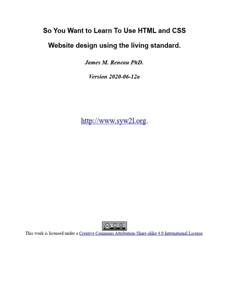 So You Want To Learn HTML and CSS | PDF | Html Element | Html