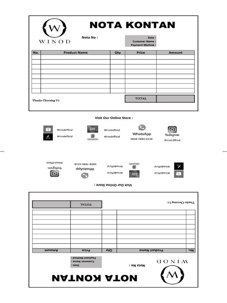 Winod Nota Kontan - 1 Per 2 Folio 2 Rim 2 Ply Warna Hitam | PDF
