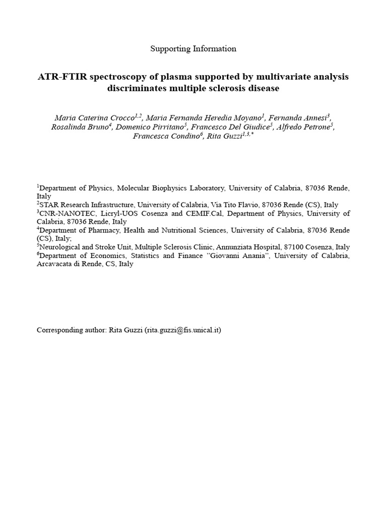 FTIR Analysis of MS and Healthy Plasma | PDF | Lipid | Infrared ...