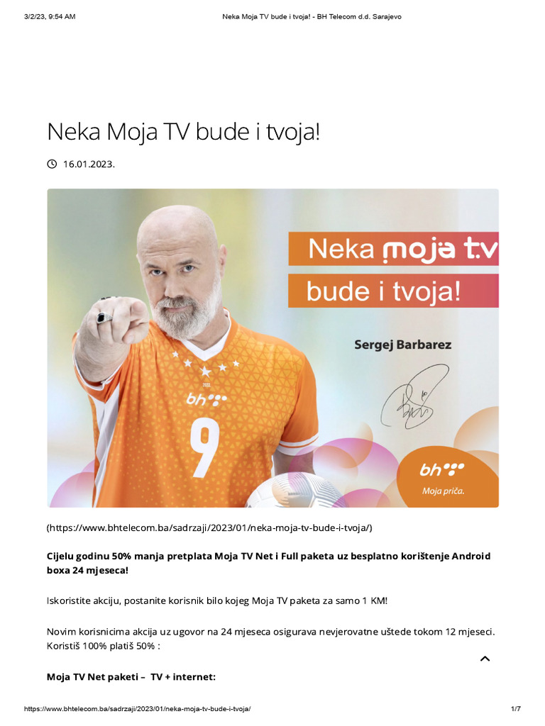 Neka Moja TV bude i tvoja! - BH Telecom d.d. Sarajevo | PDF