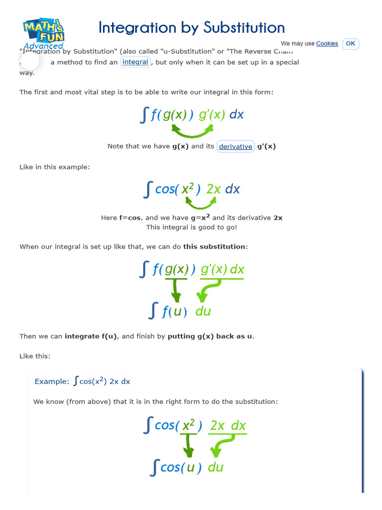 Integration by Substitution | PDF | Mathematical Analysis | Calculus