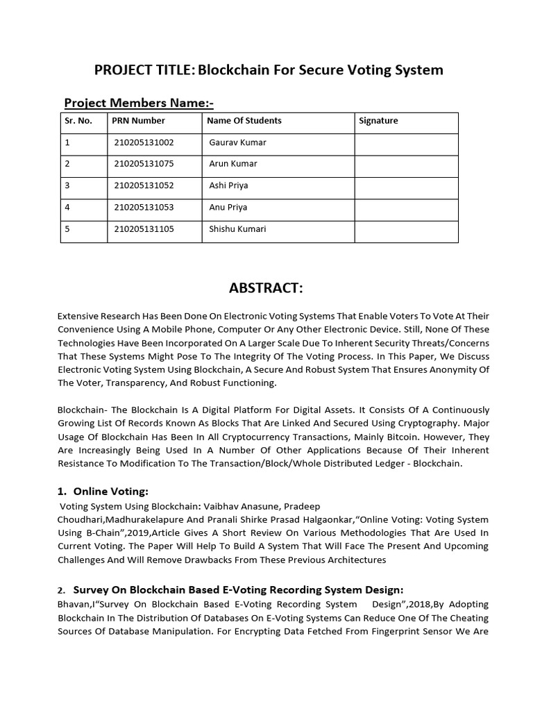 Blockchain-Based Secure Voting System | PDF | Electronic Voting | Databases