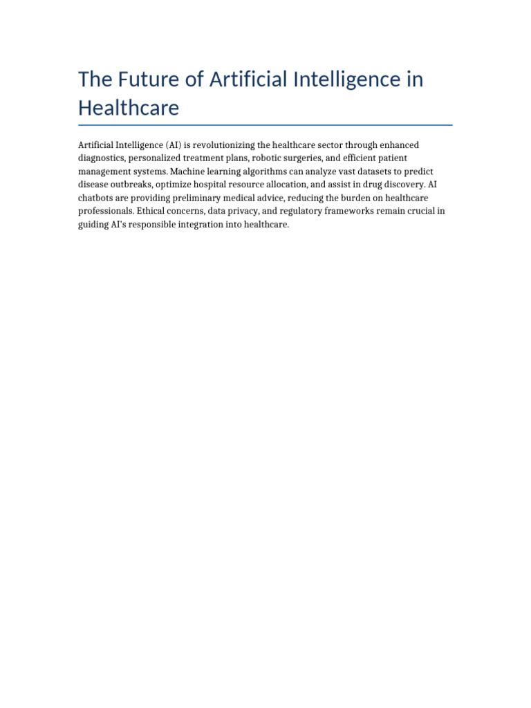 AI's Impact on Healthcare Future | PDF