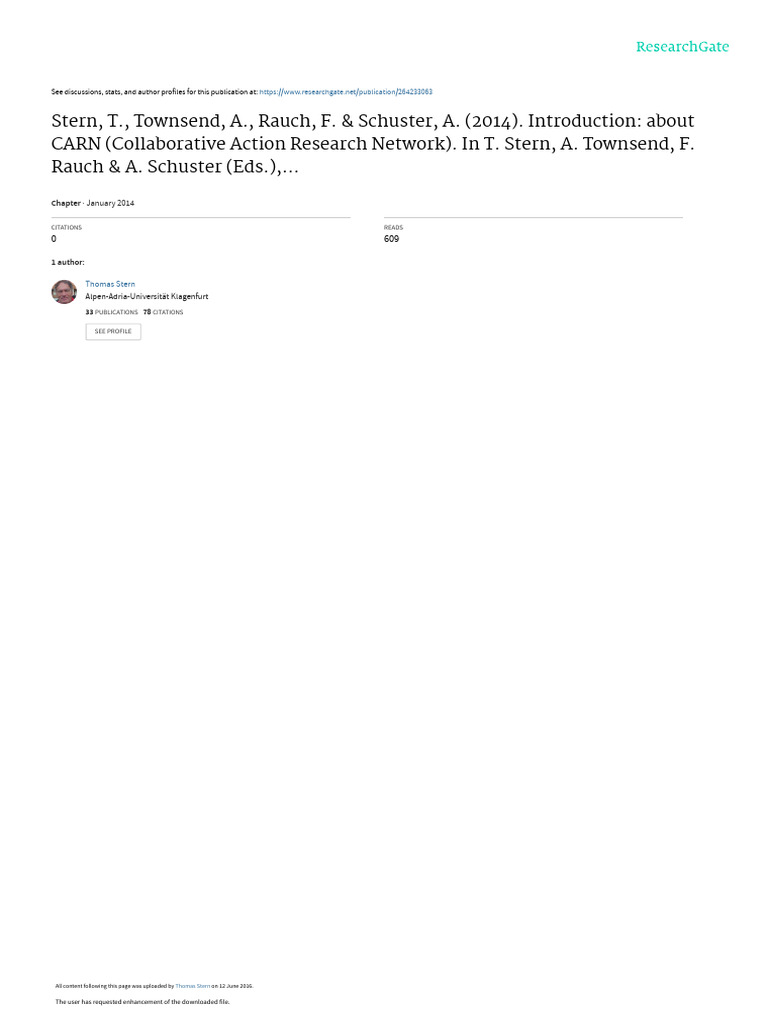 7TSternATownsnedFRauchASchuster_Introduction_CARN_TF_2014 | PDF | Action Research | Curriculum