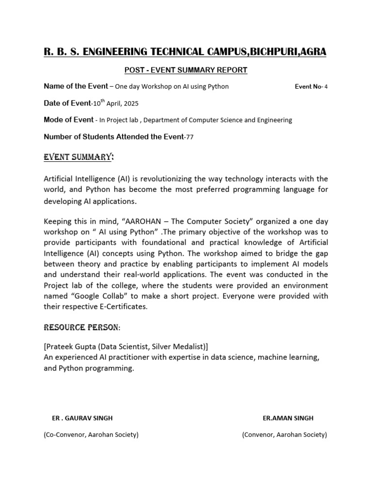 Workshop REPORT | PDF