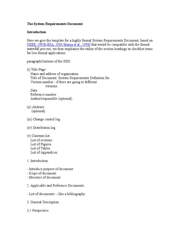 The System Requirements Document | PDF | Reliability Engineering ...