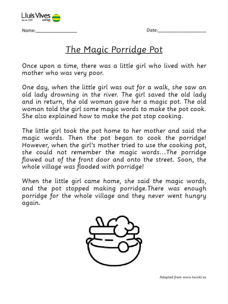 Stories.The Magic Porridge pot sentences | PDF