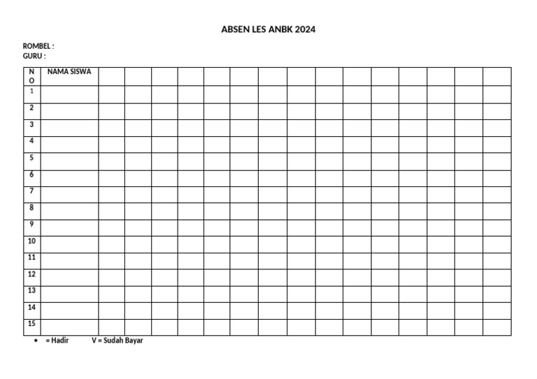 Absen Les Anbk 2024 | PDF