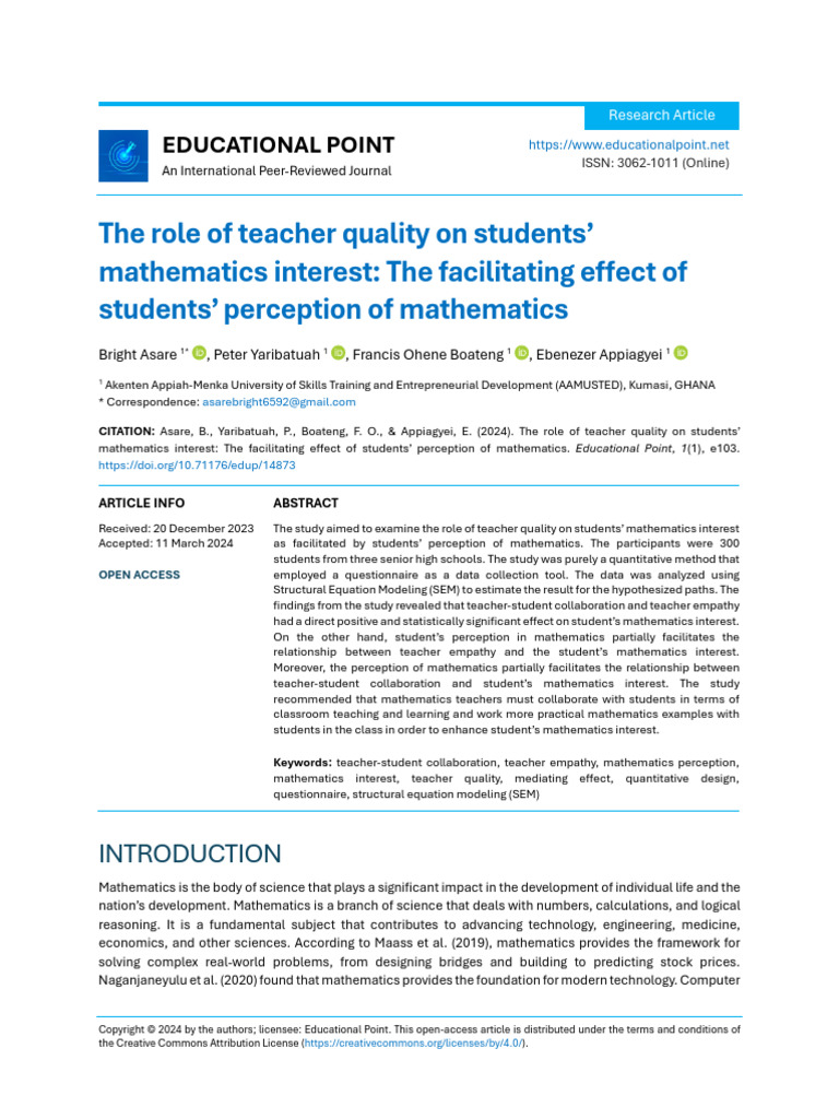 the-role-of-teacher-quality-on-students-mathematics-interest-the ...