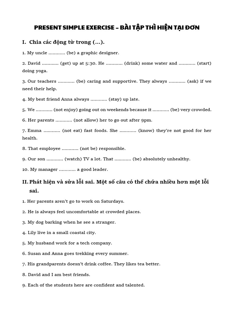 Present Simple Exercises for Beginners | PDF