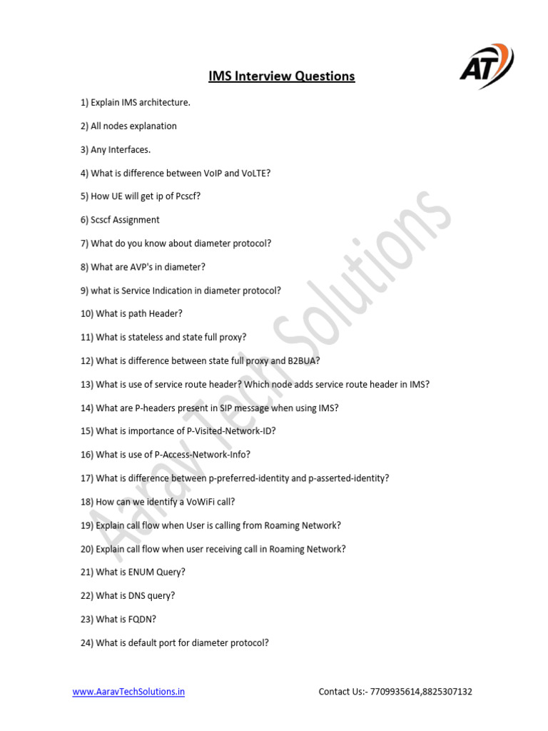 IMS Interview Questions | PDF | Ip Multimedia Subsystem | Internet
