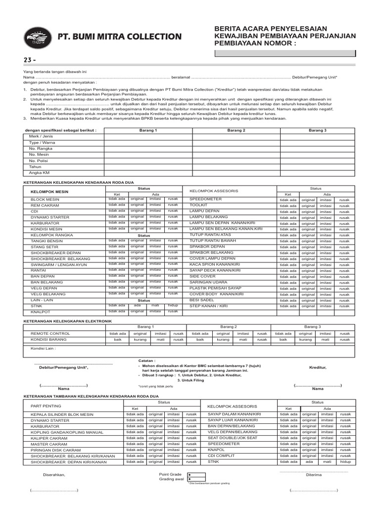 Penyelesaian Kewajiban Debitur BMC | PDF