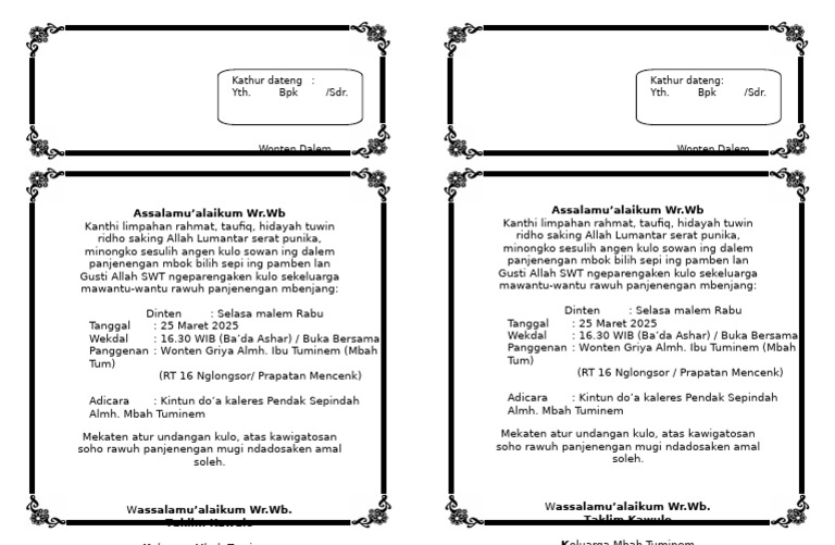 Undangan Mbah Tum | PDF