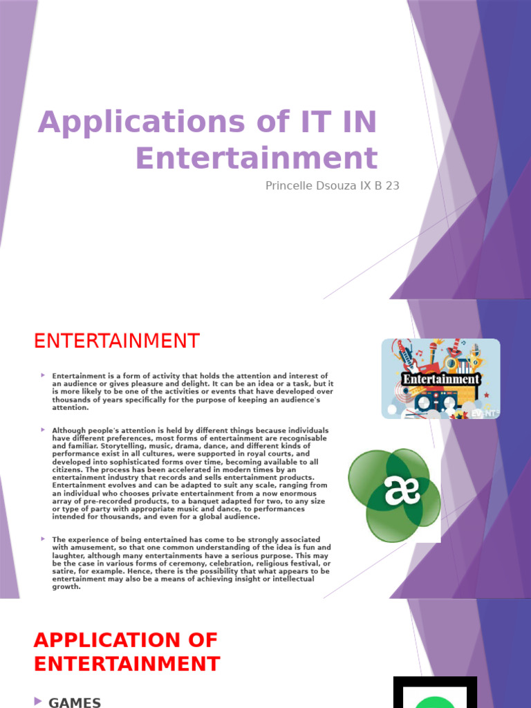 IT Applications in Entertainment | PDF | Entertainment | Video Games