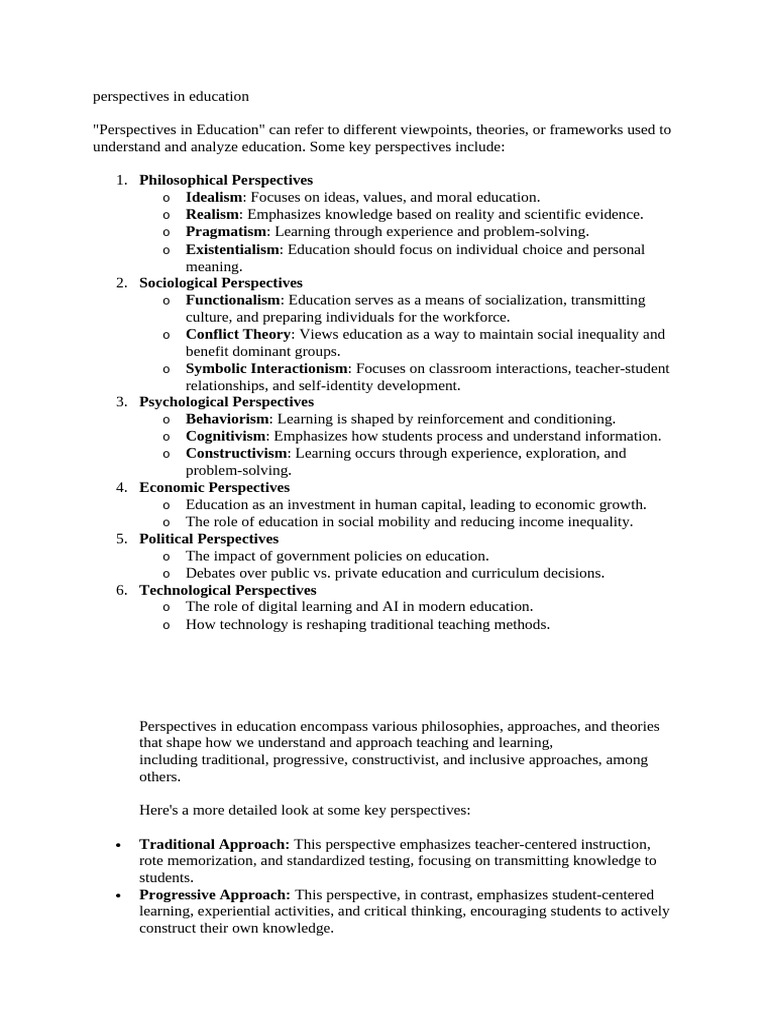 Perspectives in Education | PDF | Teachers | Learning