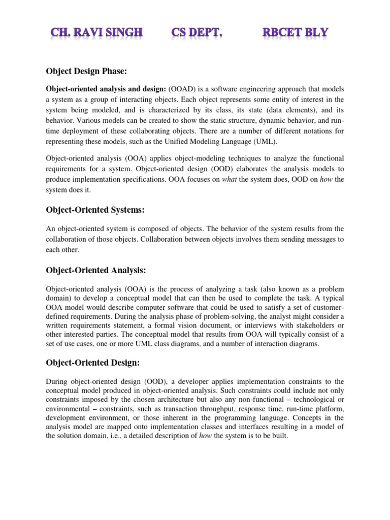 Object Oriented Techniques Unit 3 by Dr. Choudhary Ravi Singh | PDF ...