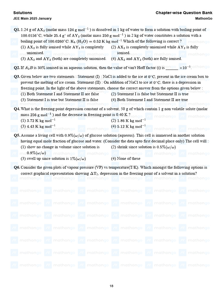 Solutions Chapter-Wise Question Bank: Jee Main 2025 January Mathongo | PDF | Physical Sciences ...