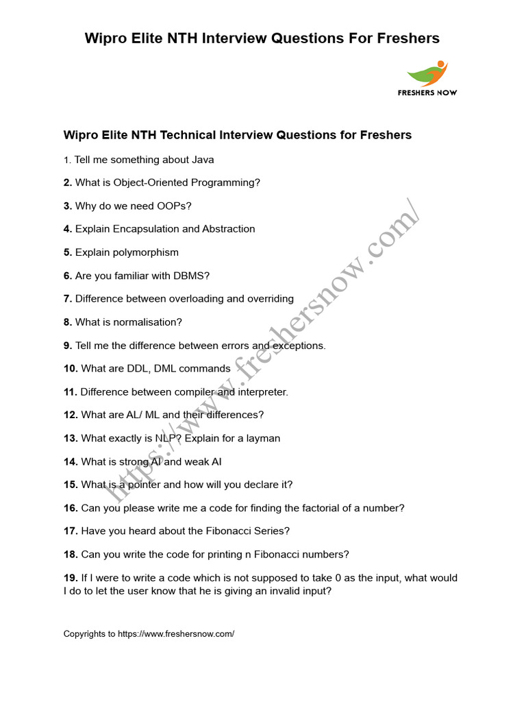 Wipro Elite NTH Interview Q A For Freshers | PDF | Systems Architecture | Systems Engineering