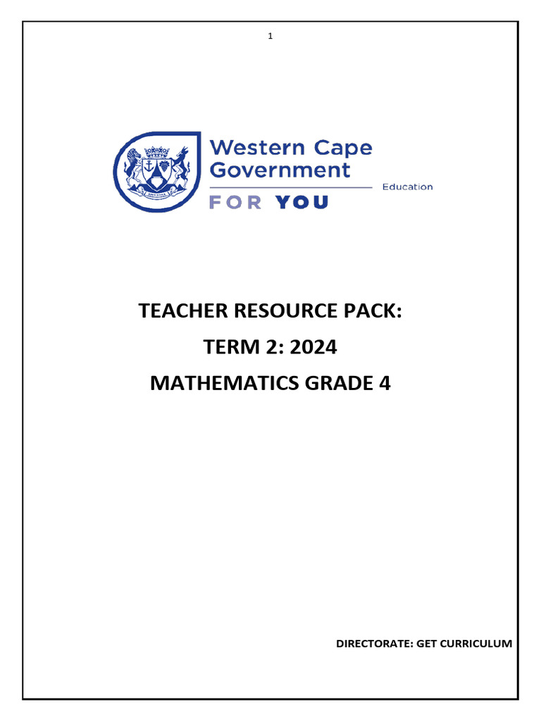 Grade 4 Mathematics Term 2 Guide | PDF | Multiplication | Educational ...