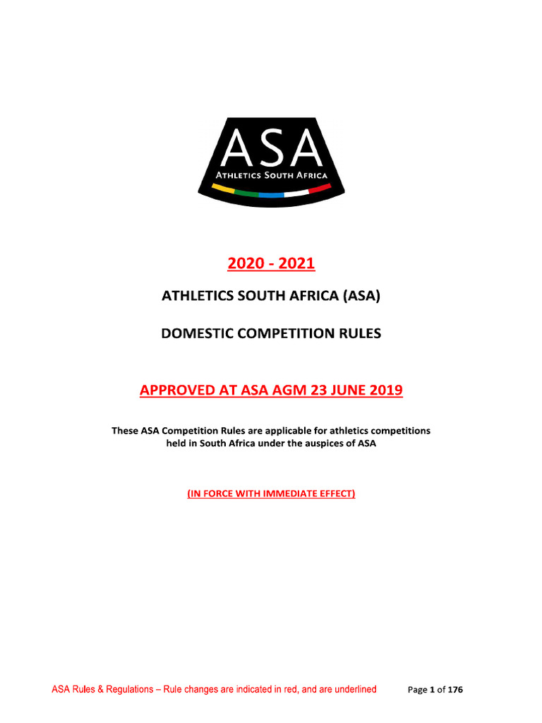 Asa Rules 2022 | PDF