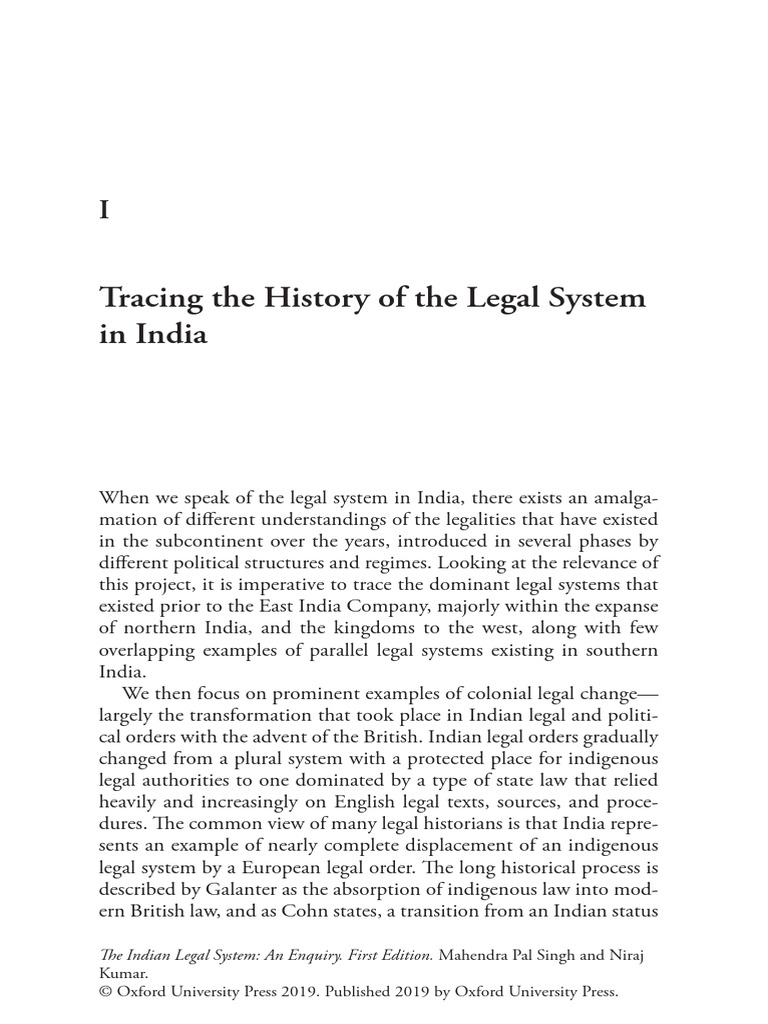 Ch. 1 From Mahendra Pal Singh, Niraj Kumar - The Indian Legal System - An Enquiry-Oxford ...