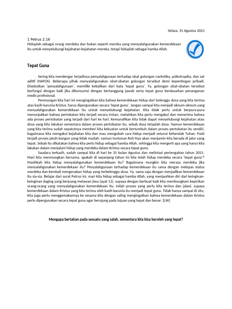 Hidup Merdeka Secara Tepat Guna | PDF