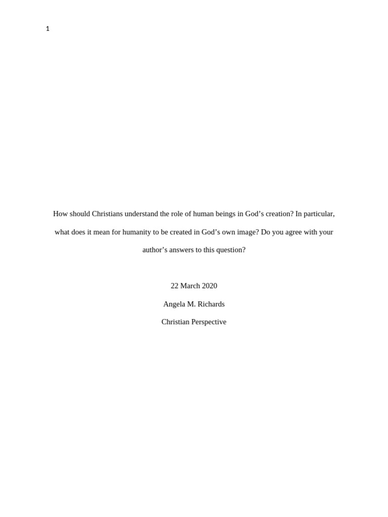 Backup of Christian Perspective Week 2 Assignment | PDF