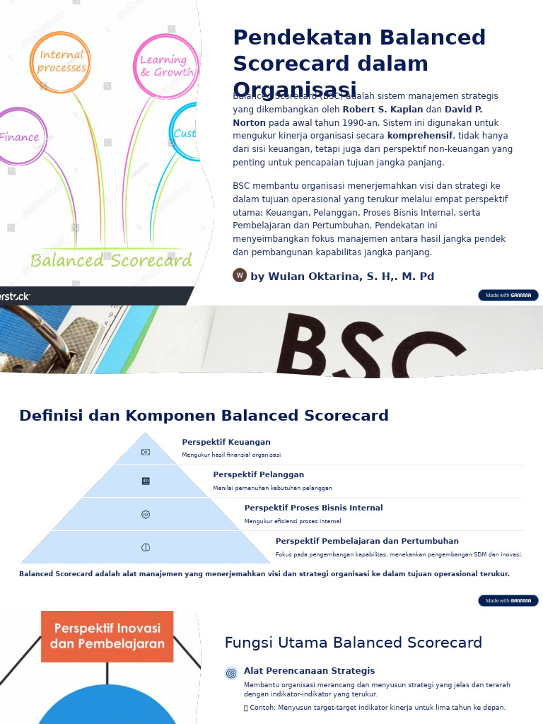 Pendekatan Balanced Scorecard Dalam Organisasi | PDF