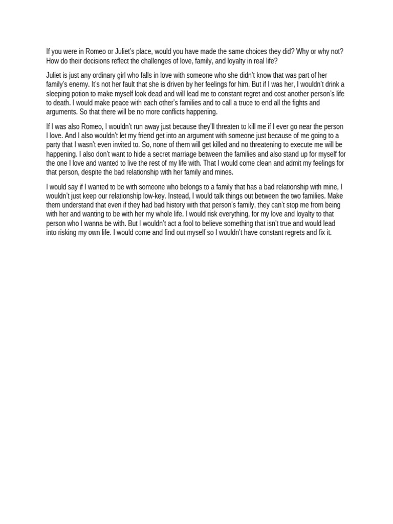 Choices in Romeo and Juliet's Love | PDF