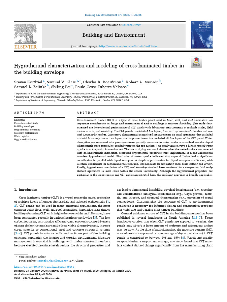 4 Hygrothermal Characterization and Modeling of Cross-Laminated Timber ...