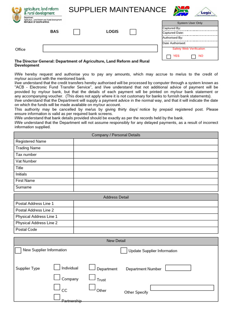 Supplier Maintenance DALRRD Correct Final | PDF