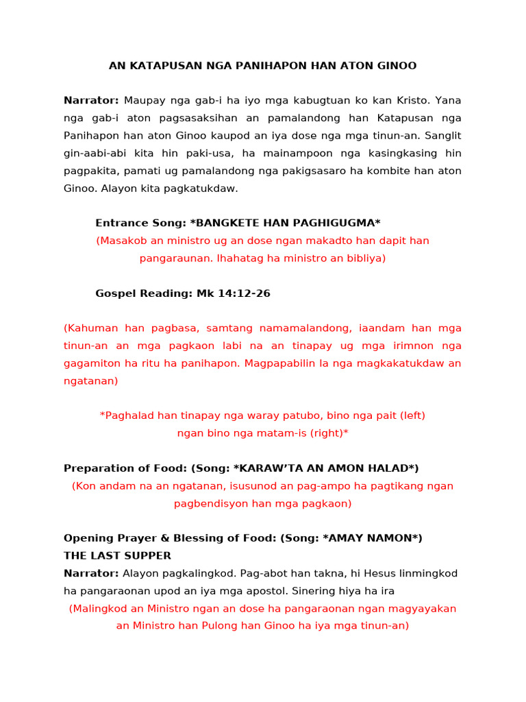 An Katapusan Nga Panihapon Han Aton Ginoo | PDF