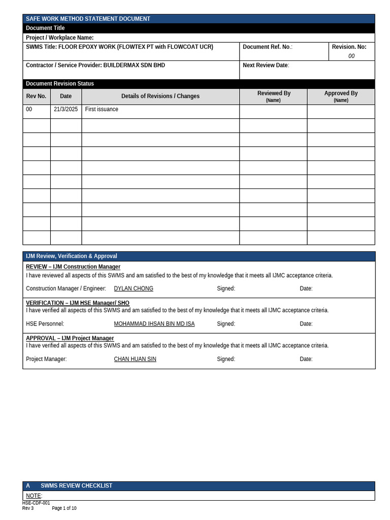 SWMS FLOWTEX PT with FLOWCOAT UCR HIRARC | PDF | Risk | Personal ...