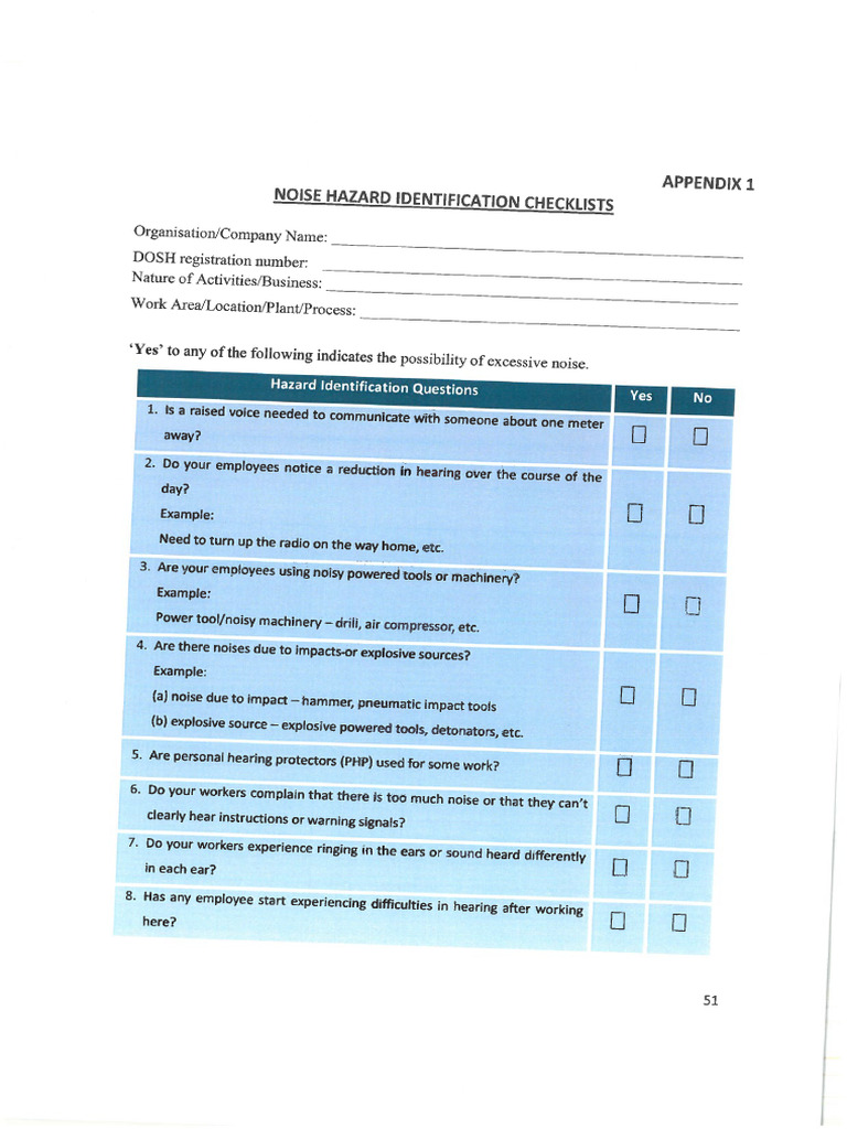 Exccessive Noise Identification Checklist | PDF