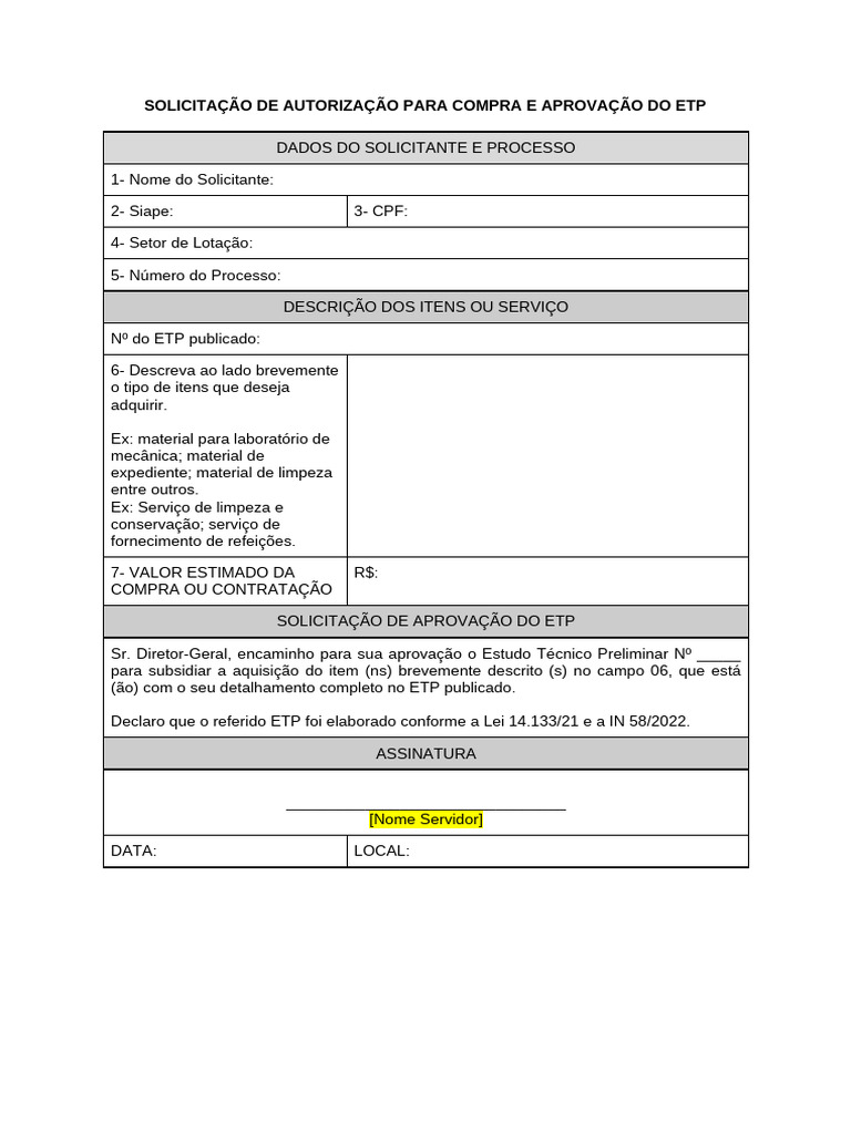 Anexo III Modelo de Aprovacao Do Etp | PDF