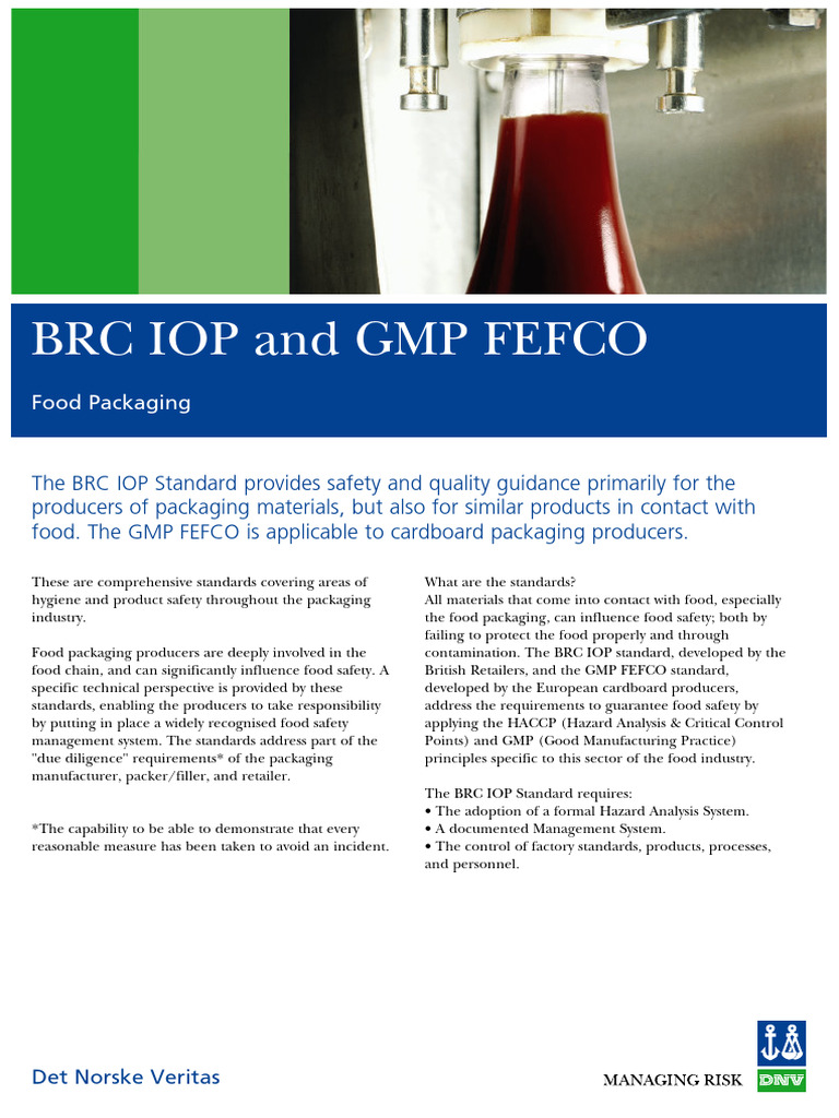 Flyer_BRC_IOP_GMP_FEFCO_tcm109-192301 | PDF | Food Safety | Hazard Analysis And Critical Control ...