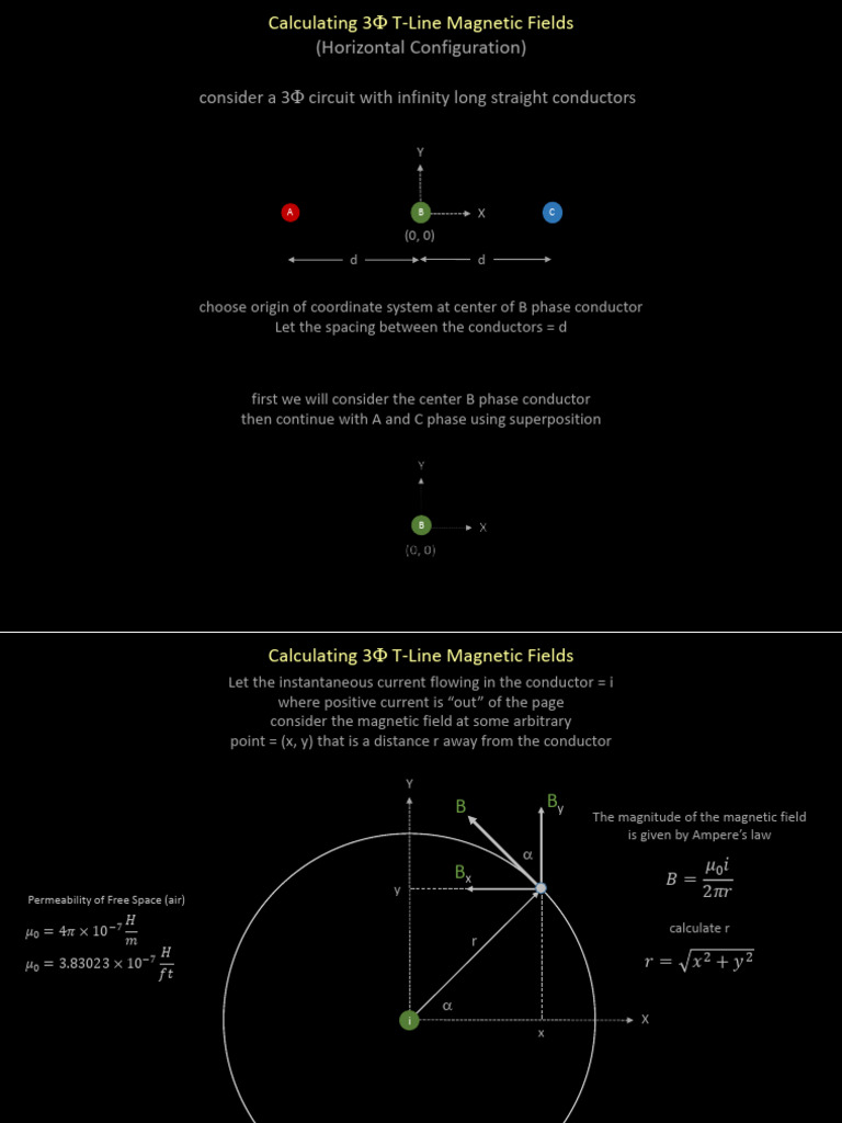 Magnetic Field Calculation for 3-Phase T-Line | PDF | Magnetic Field ...