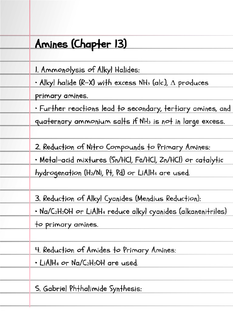 Amines Handwritten Short Notes | PDF